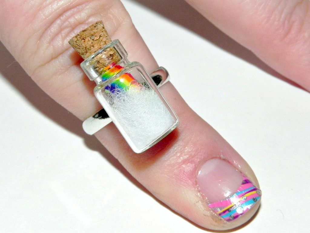 Rainbow/pride Ring, Rainbow Brite Inspired, Mini Bottle Ring, Fully ...