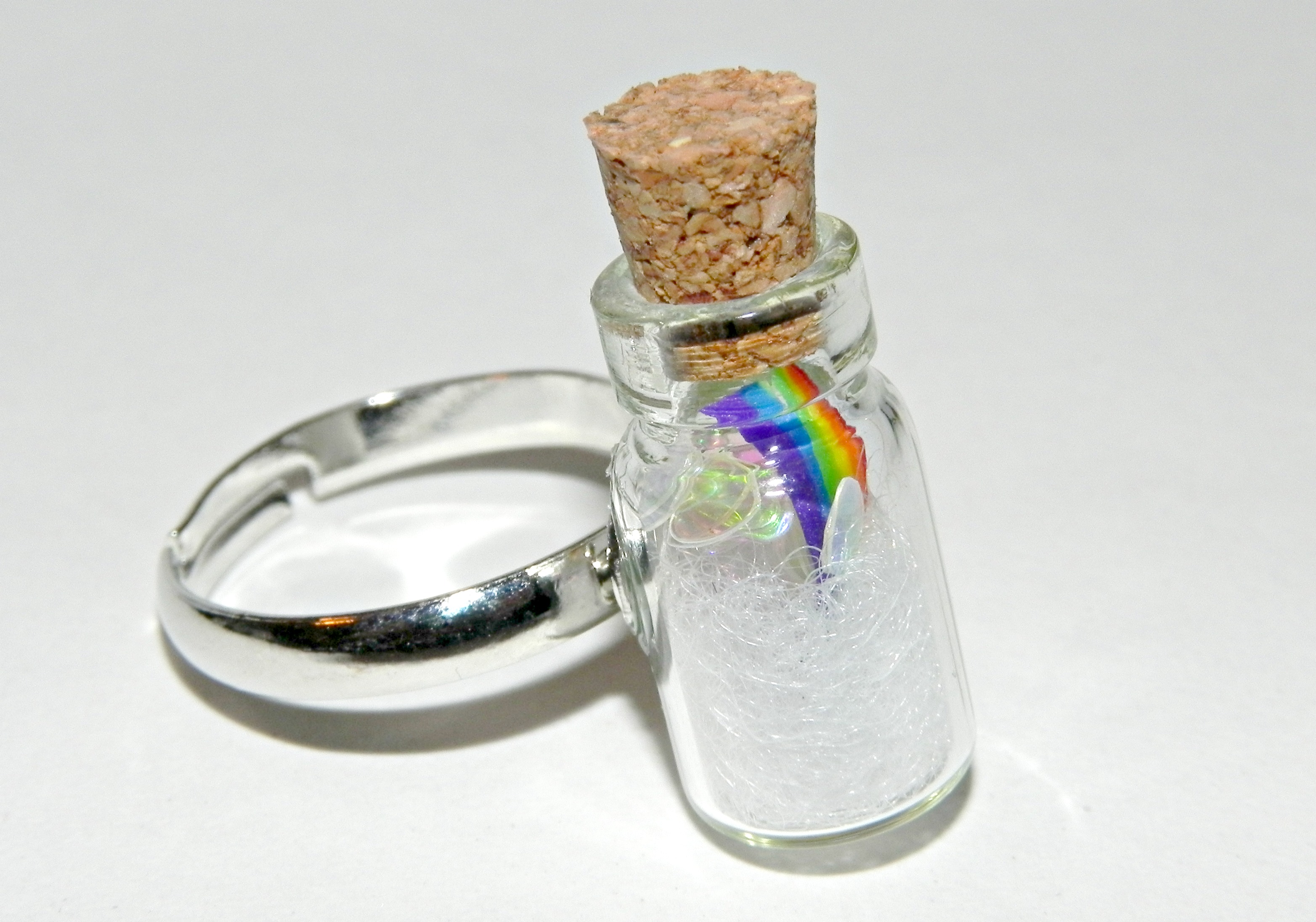 Rainbow/pride Ring, Rainbow Brite Inspired, Mini Bottle Ring, Fully ...